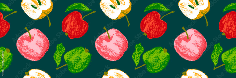 Multicolored apples seamless pattern. Vector color apple background ...