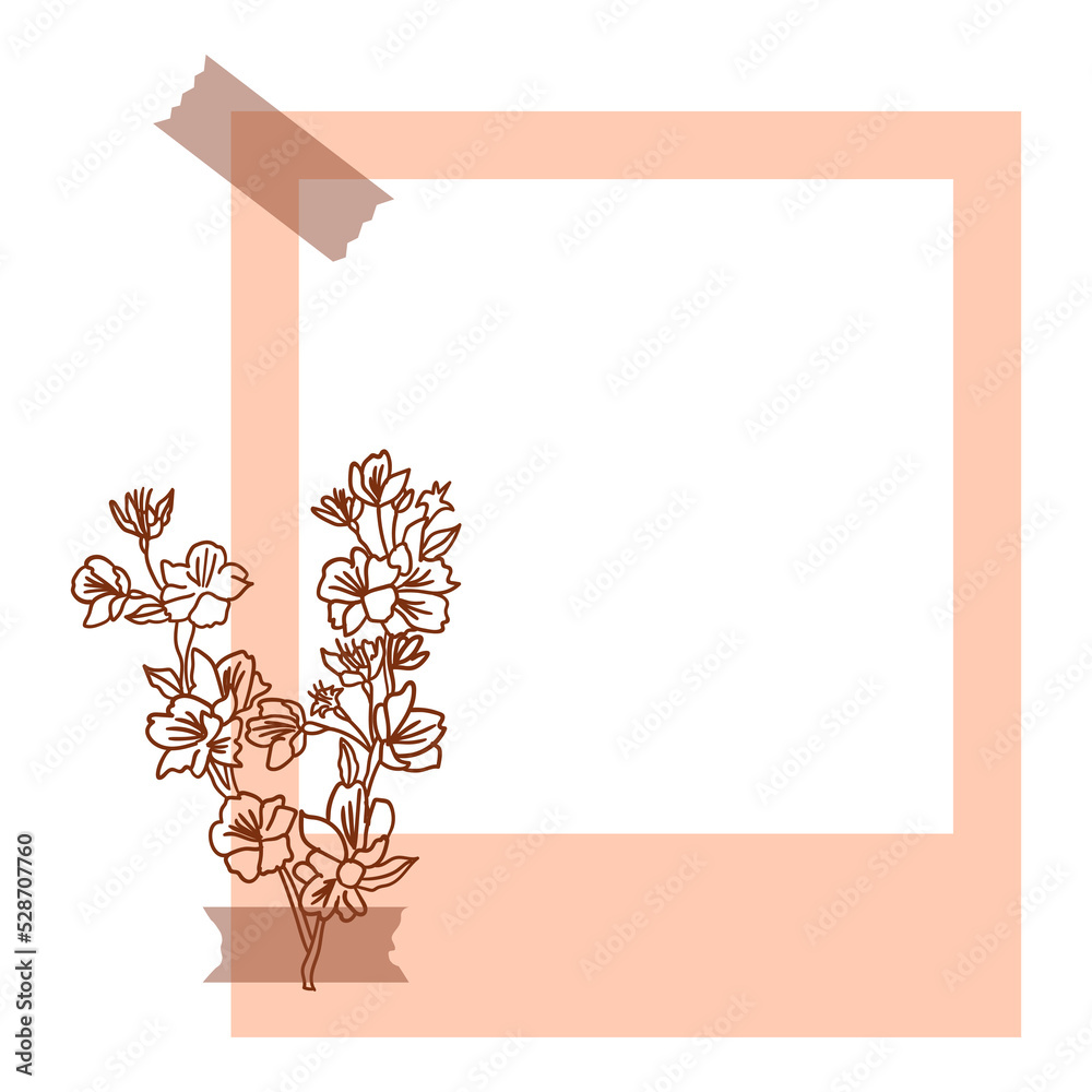 Aesthetic Pink Polaroid Frame with Floral and Tape Stock Illustration ...