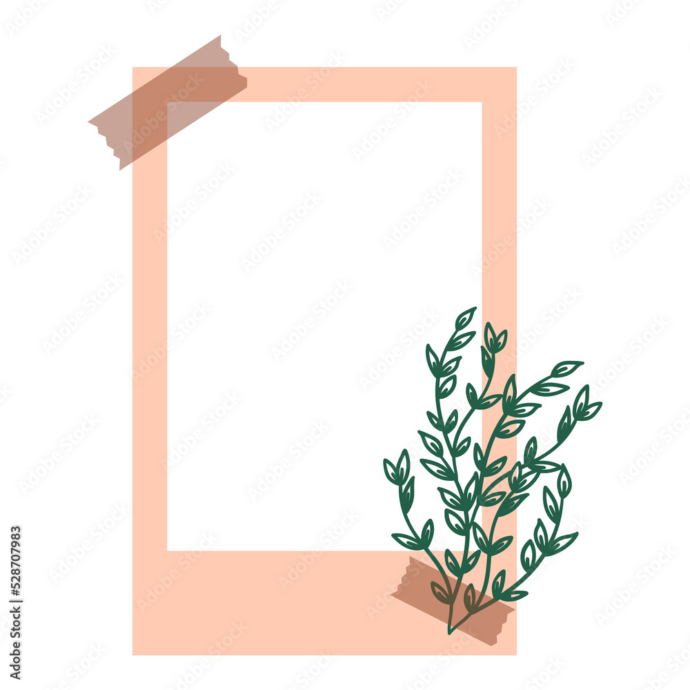 Aesthetic Pink Polaroid Frame with Floral and Tape Stock Illustration ...