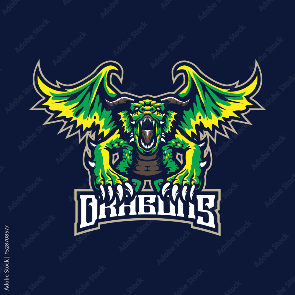 Dragon mascot logo design vector with modern illustration concept style ...