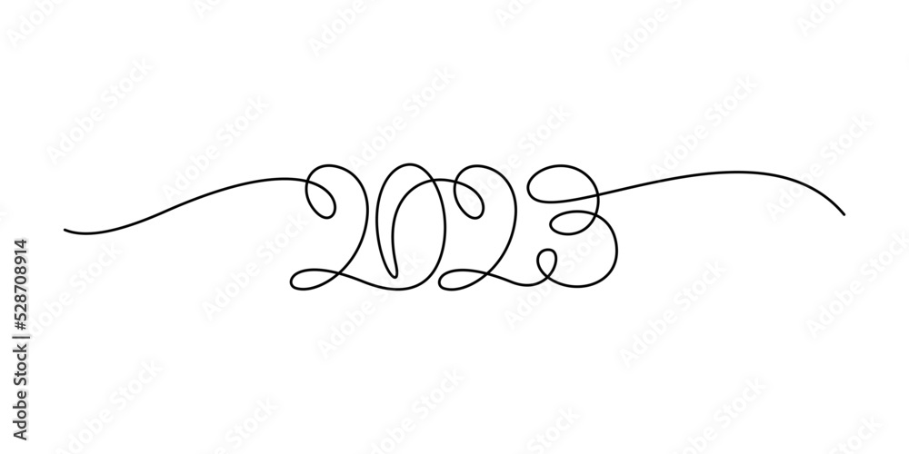 2023 decorative handwritten lettering. Continuous line drawing text for ...