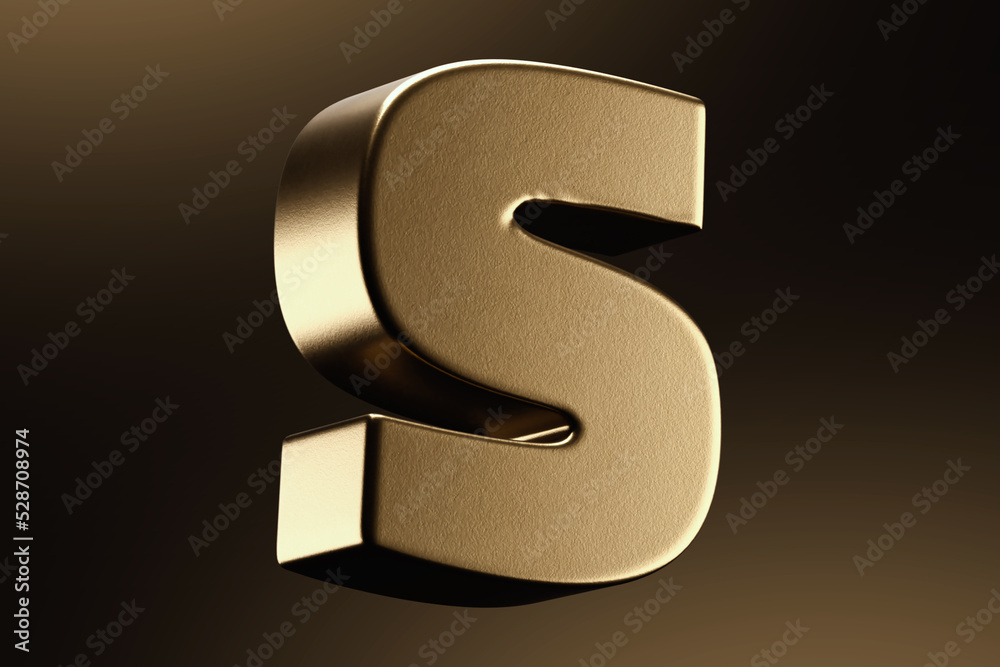 Letter s Gold golden textured 3d letter number on black background ...