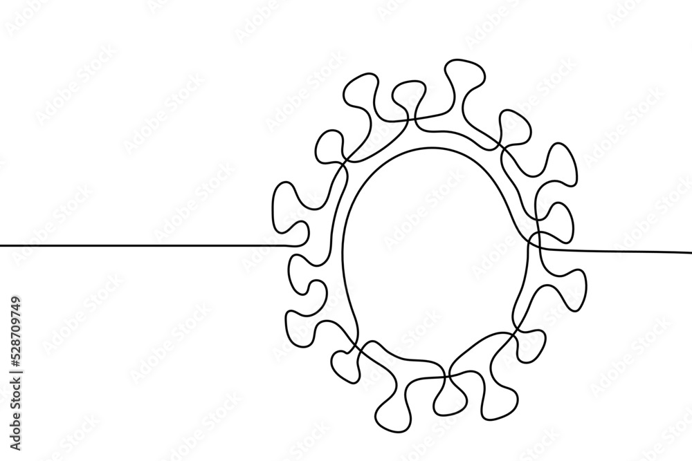 Continuous one line drawing. Vector Illustration COVID-19 symbol ...