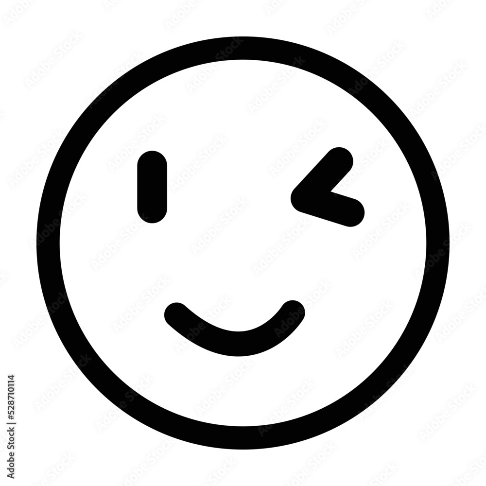 Happy and smiley emoticon vector illustration. Winking emoji face icon ...