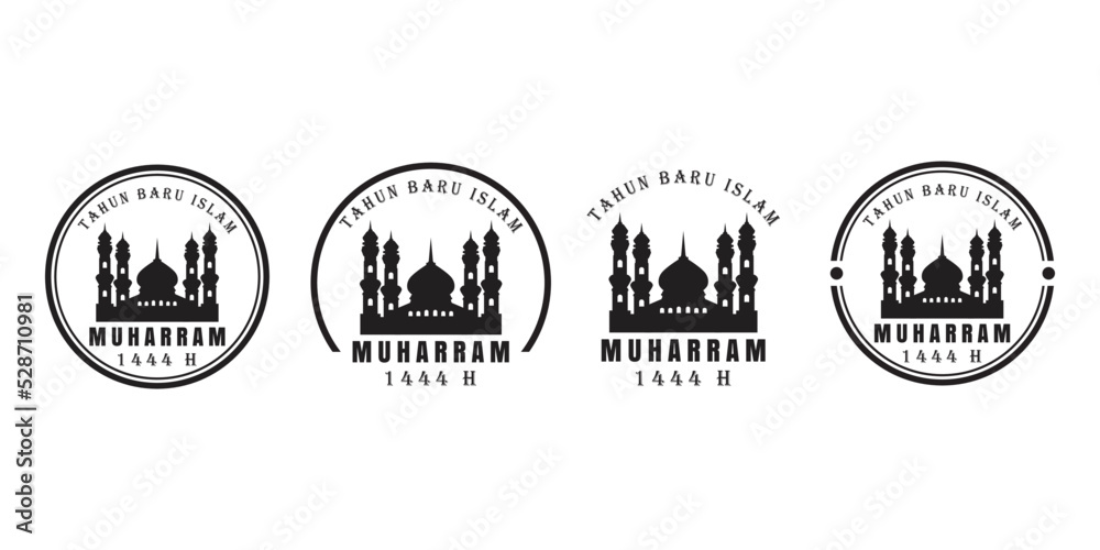 Muslim mosque vector in welcoming the Islamic new year, flat and simple ...