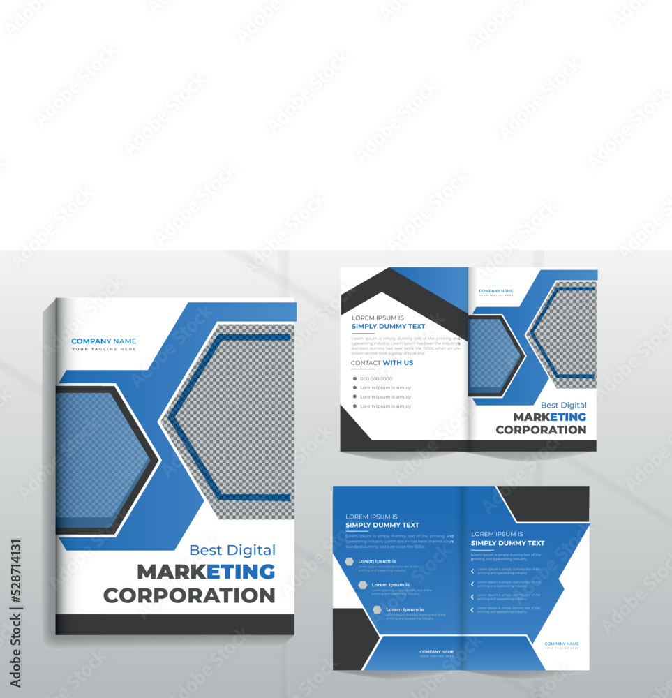 Bi fold brochure flyer design. Business template for Bi fold flyer with ...