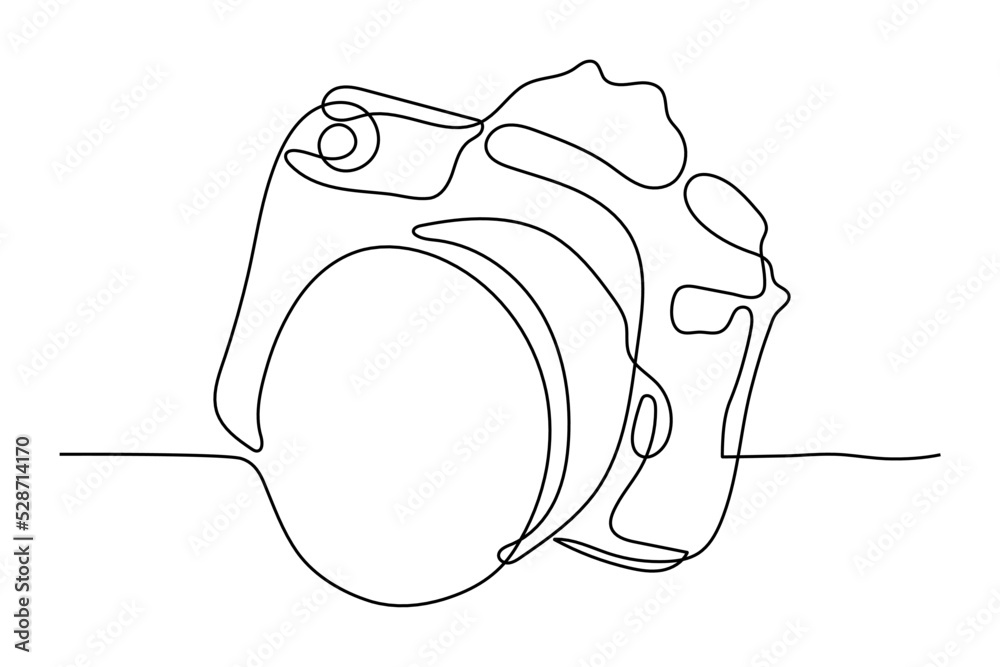 DSLR camera digital vector with one continuous single line drawing ...