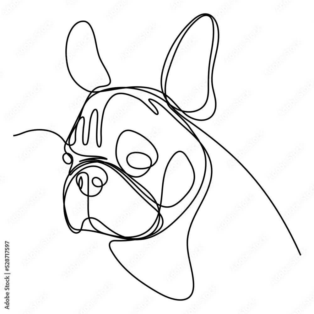 One continuous line drawing of dashing bulldog for company logo ...