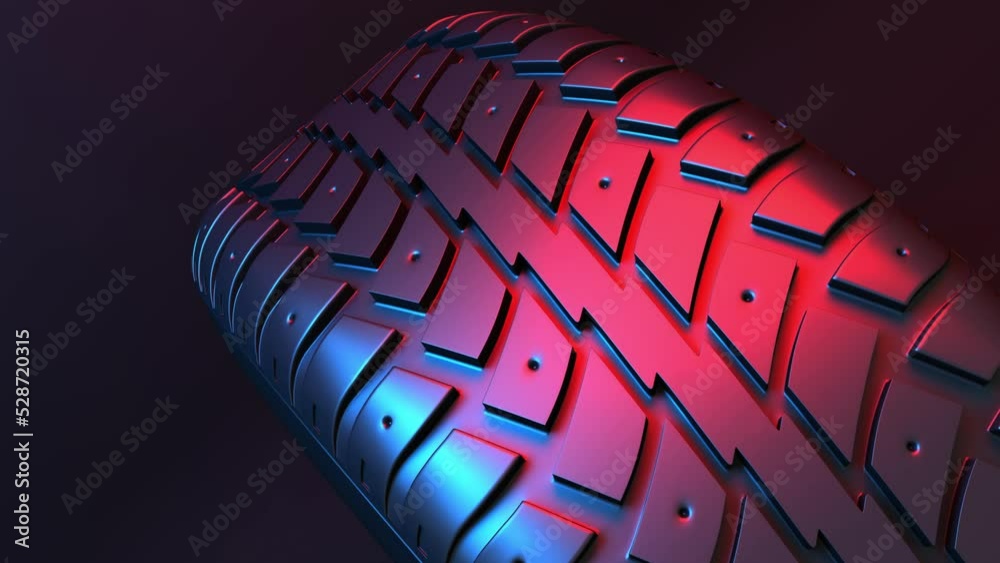 4K. Seamless looping animation of spinning car wheel. New car tire ...