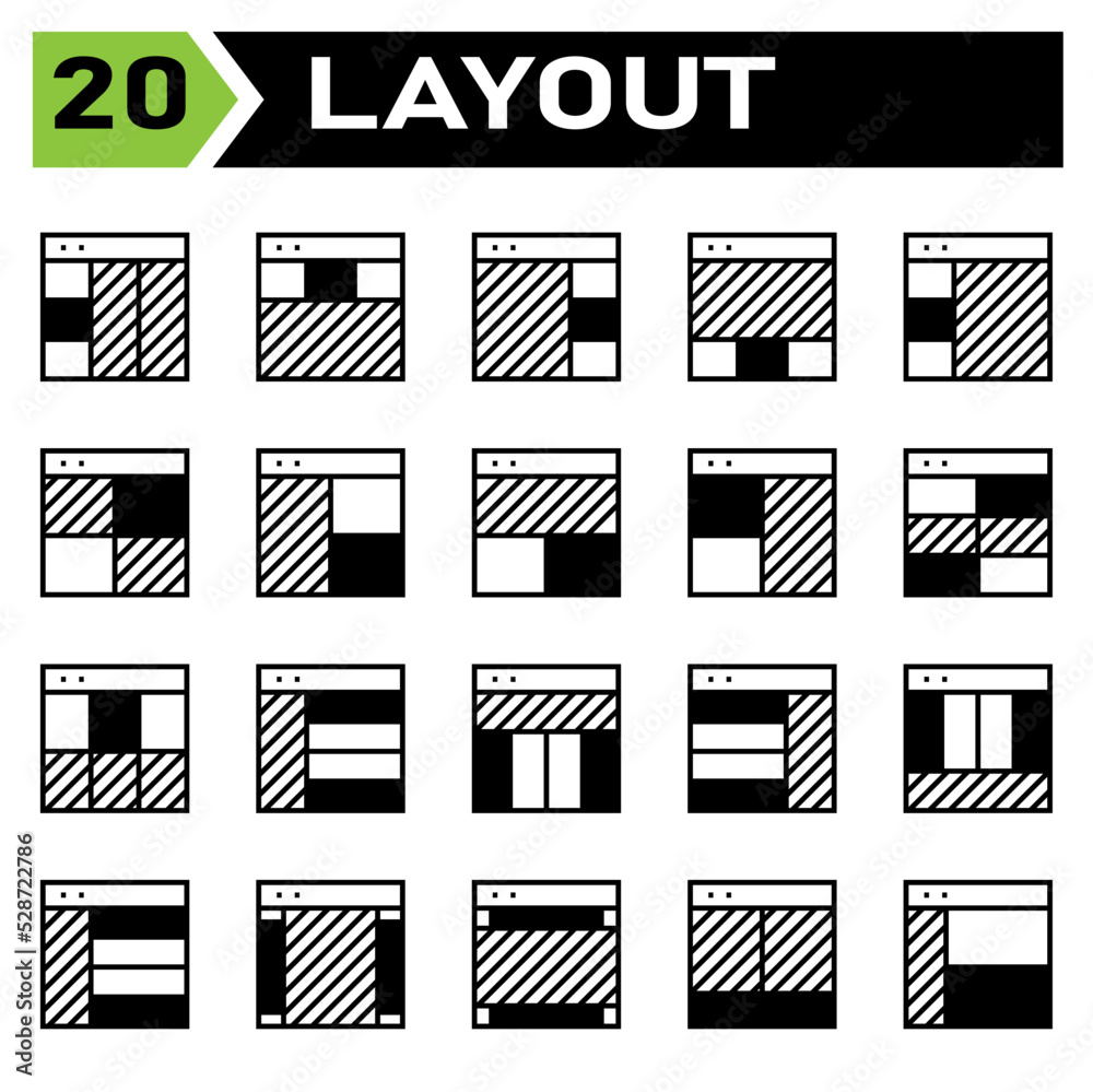 Layout icon set include layout, grid, dashboard, interface, user ...