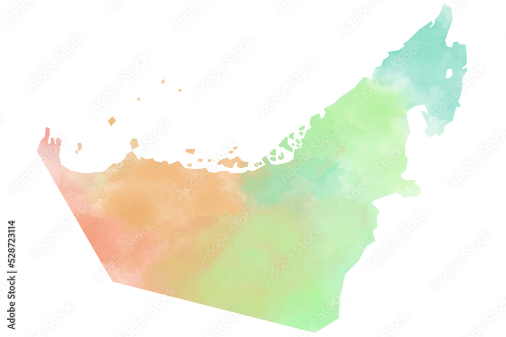 United Arab Emirates map water color illustration styles isolated on ...