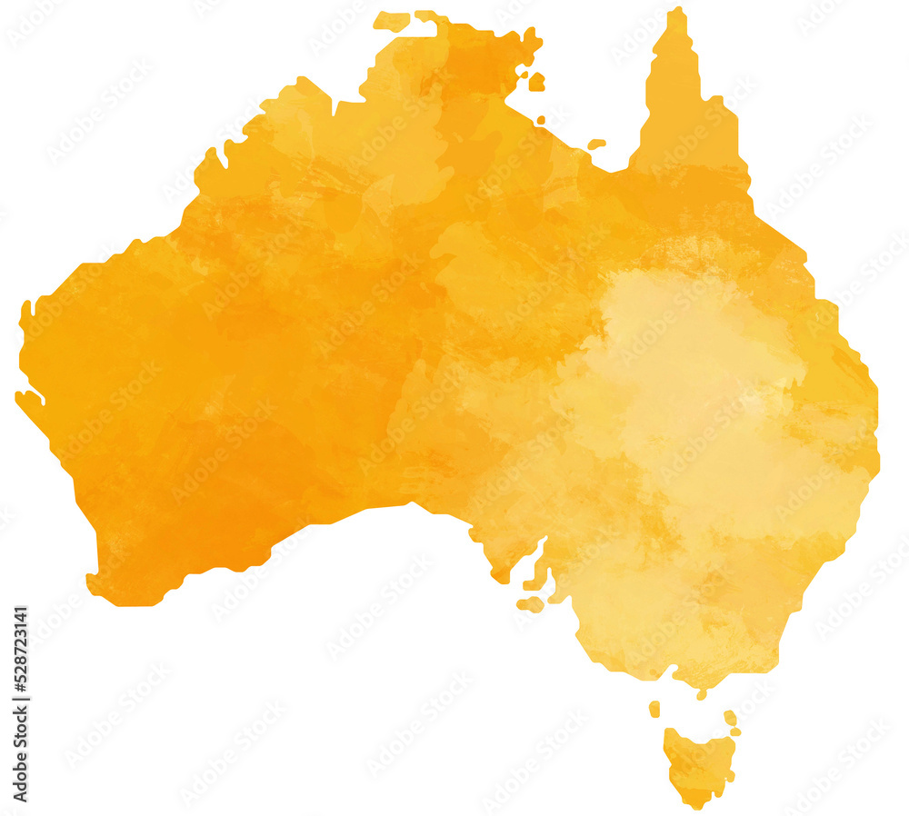 Australia map water color illustration styles isolated on transparent ...