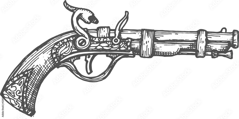 Vintage pirate musket isolated medieval shotgun ilustración de Stock ...
