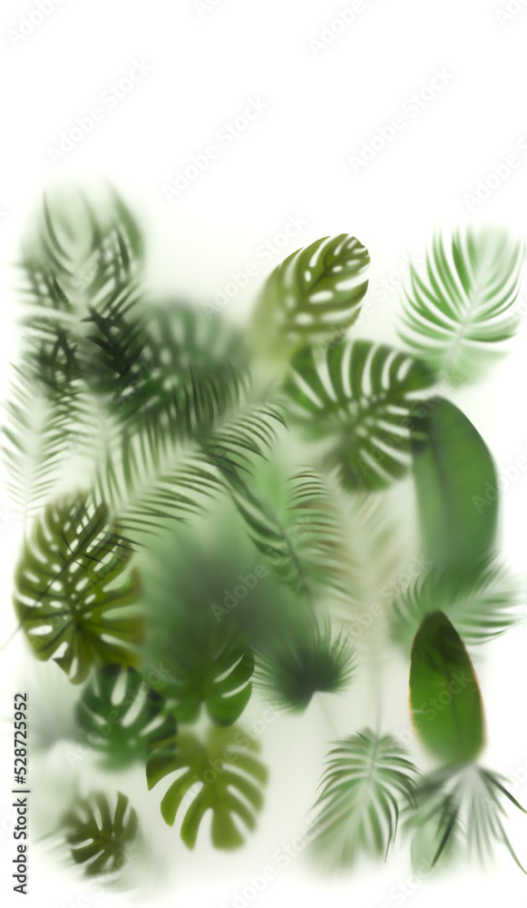 Green plants composition behind the glass with backlight. Size 1450 x ...