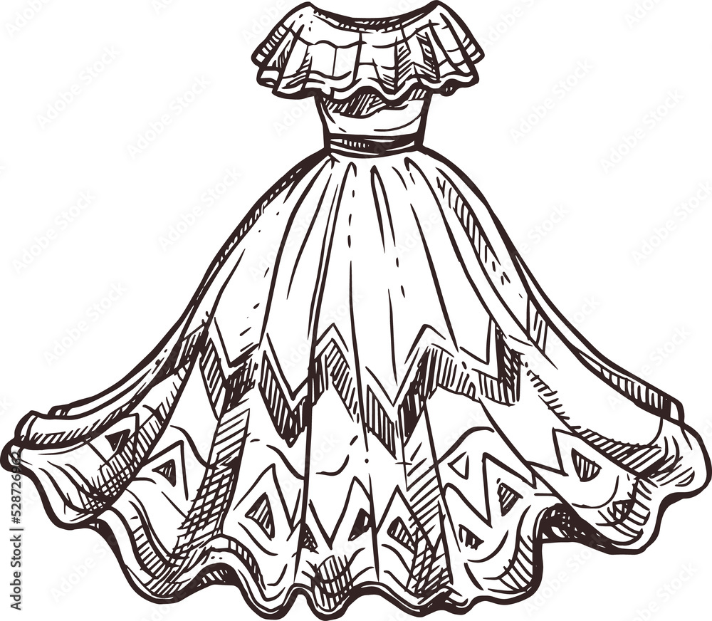Mexican dress sketch, Cinco de Mayo holiday fiesta Stock Illustration | Adobe Stock