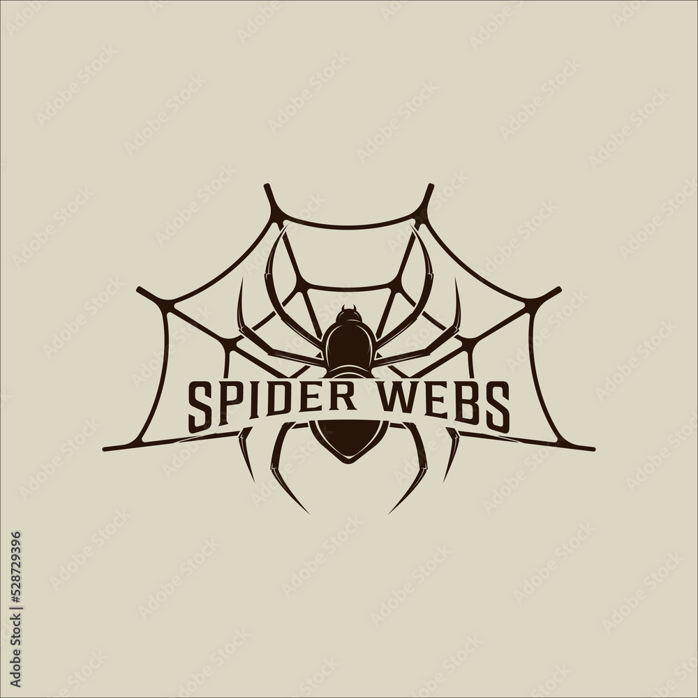 spider webs logo vintage vector illustration template icon graphic ...