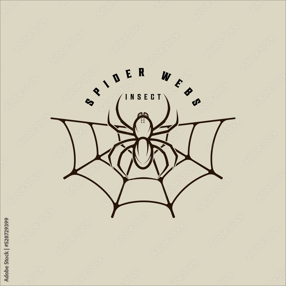 spider webs logo line art vintage simple minimalist illustration ...
