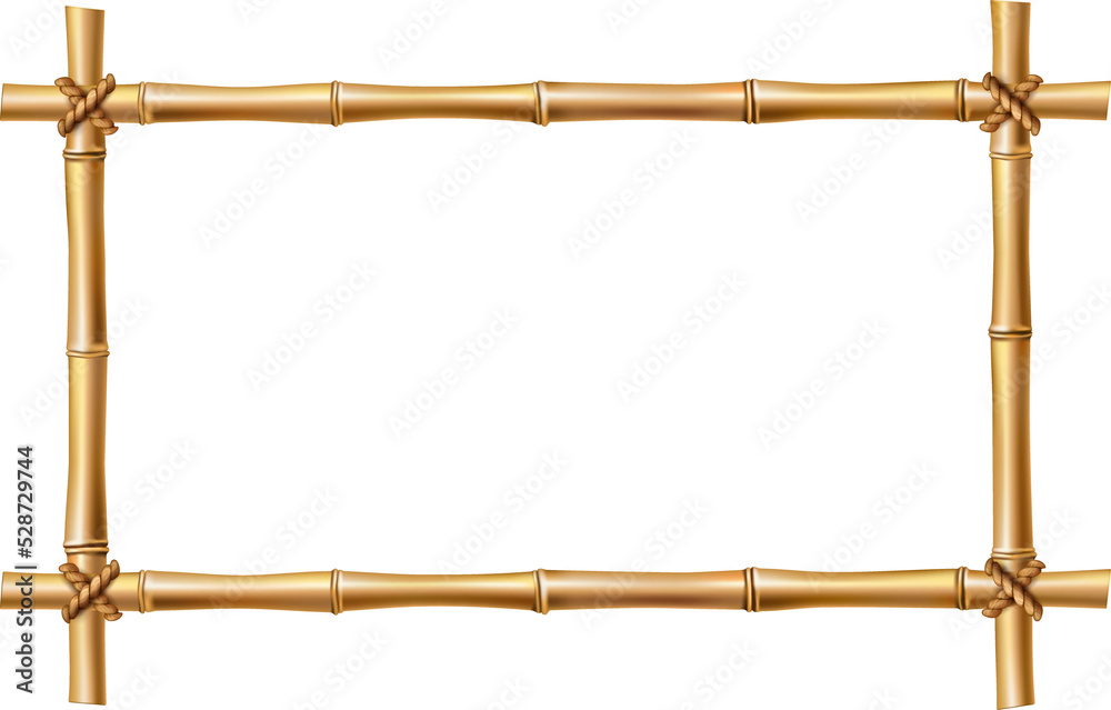 Bamboo frame isolated vector rectangle border icon Stock Illustration ...