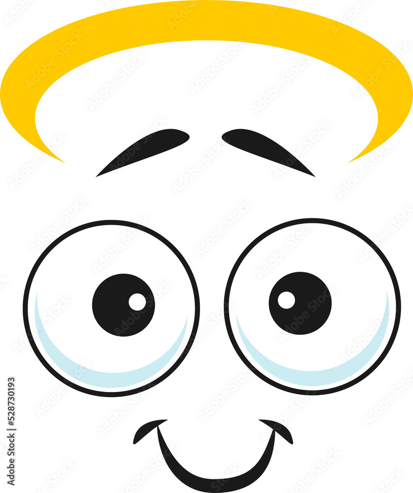 Cartoon angel smiling face, gracious holy emoji Stock Illustration ...