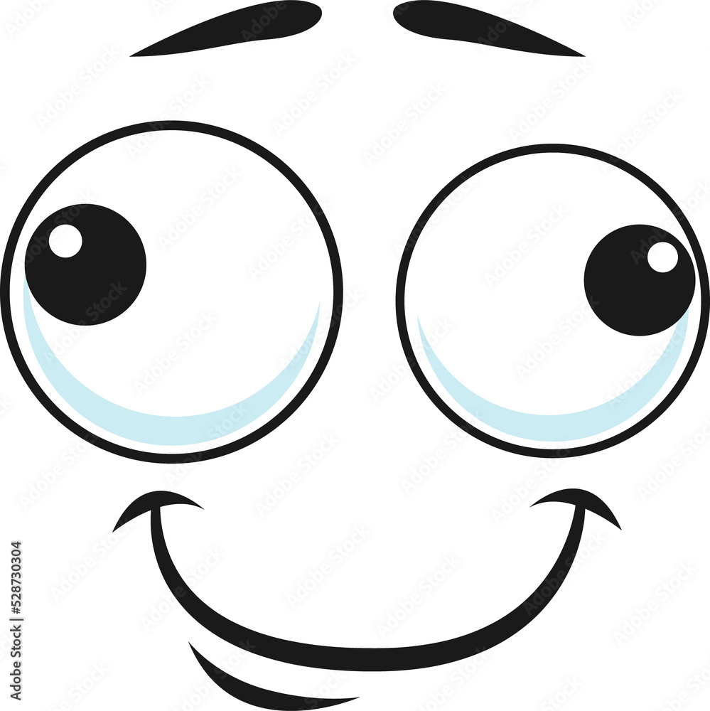 Cartoon face vector funny emoji with slanting eyes Stock Illustration ...