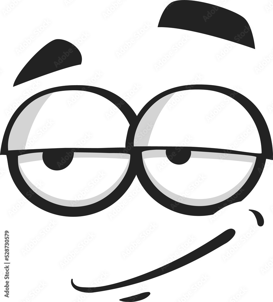 Cartoon face, smirk or simper emoji, character Stock Illustration ...