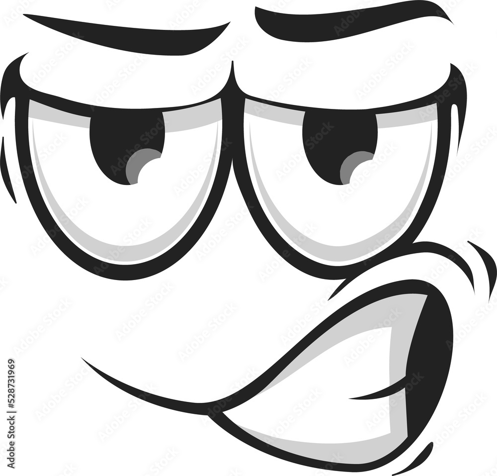 Suspicious emoticon with angry face isolated icon Stock Illustration ...