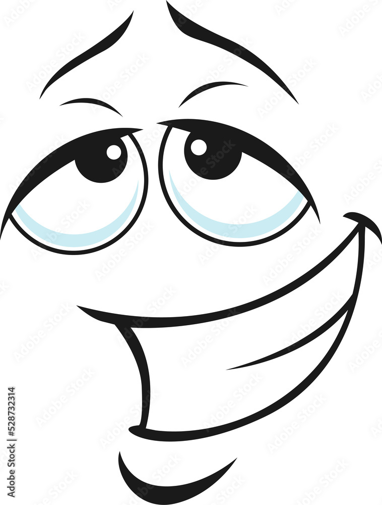 Grumpy emoticon with strained smirk smile isolated Stock Illustration ...
