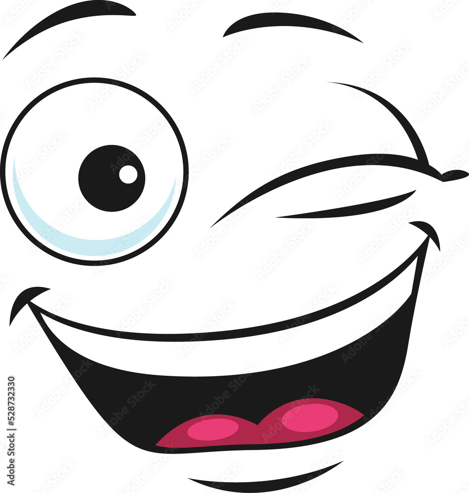 Laughing smiley with broad open mouth, winked eyes Stock Illustration ...
