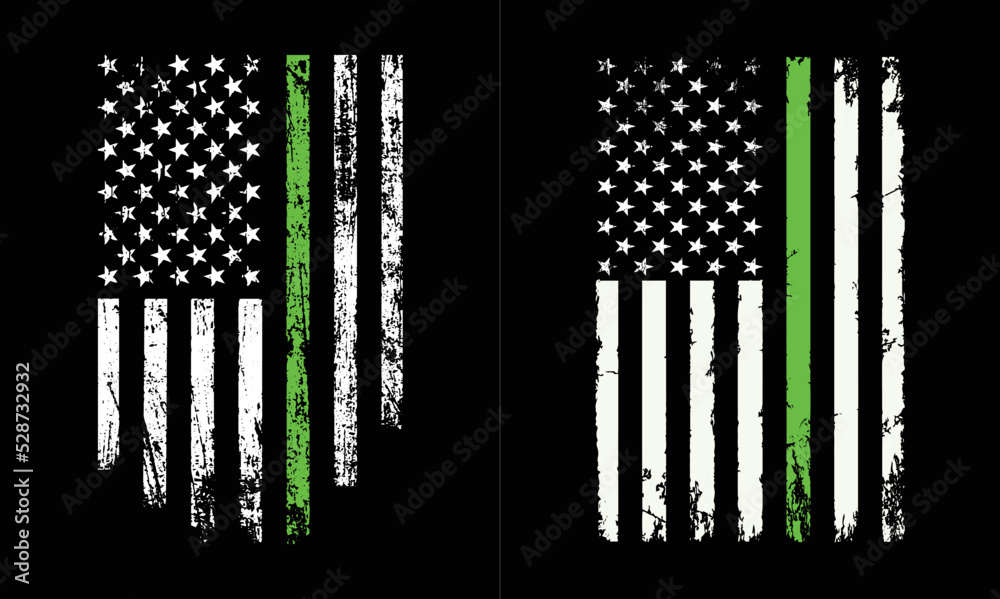 Green Line Logo Design With American Flag Stock Vector | Adobe Stock