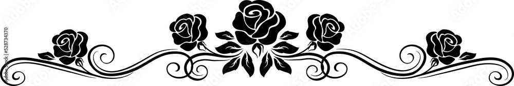 Calligraphy flourish underline, black rose flower Stock Illustration ...