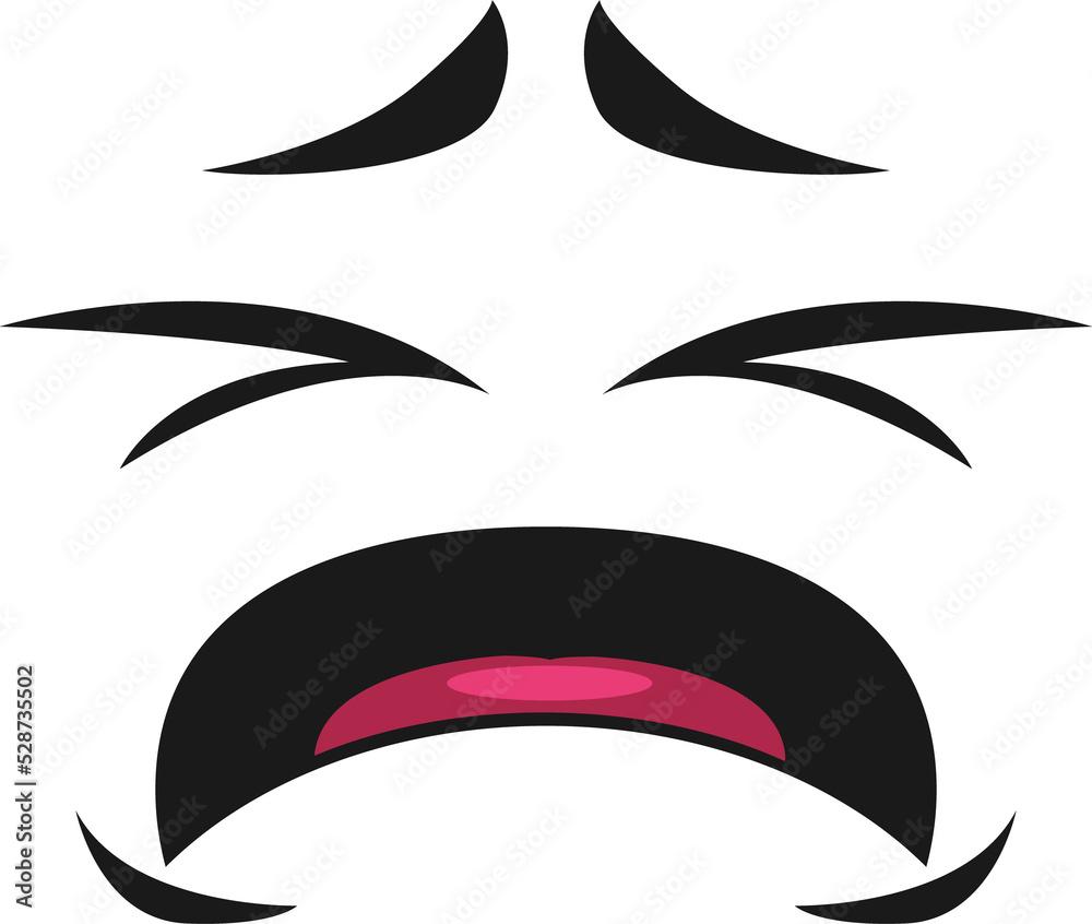 Cartoon face, disgust emotion with closed eyes Stock Illustration ...
