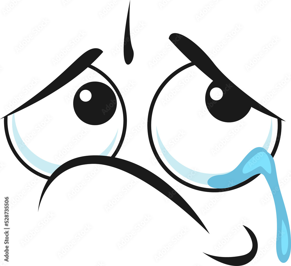 Cartoon crying face with tears dripping from eyes. Stock Illustration ...