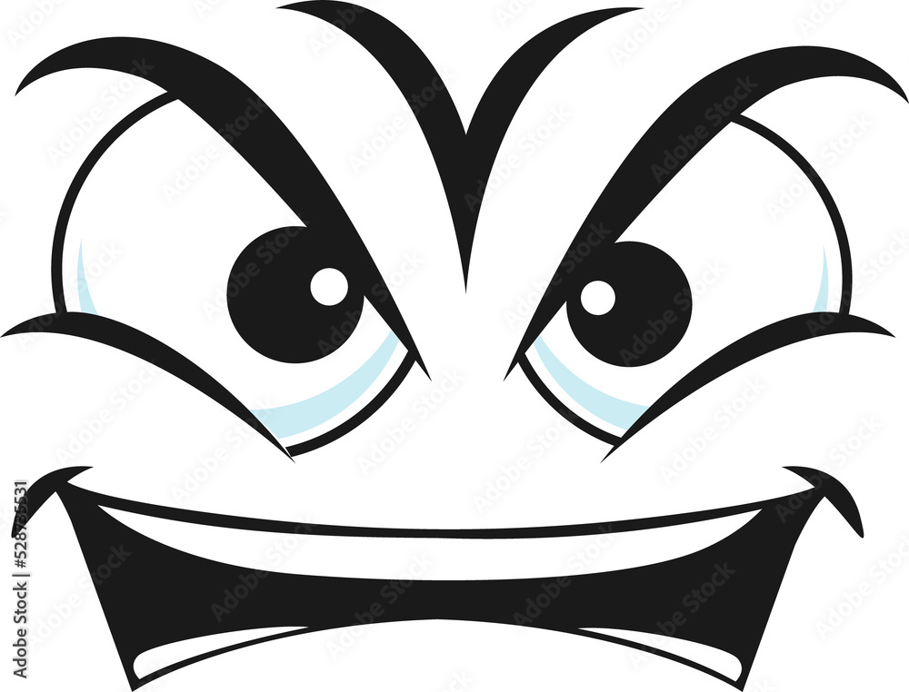 Cartoon face, vector gloat laugh angry emoji. Stock Illustration ...