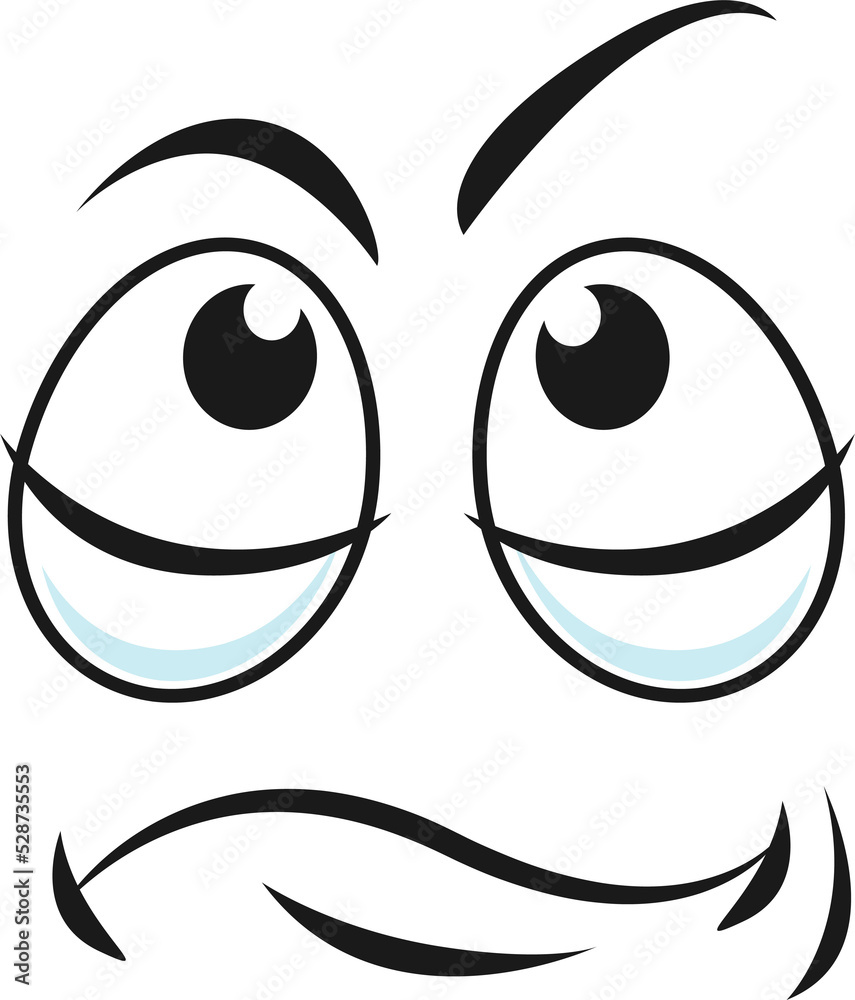 Cartoon thoughtful face, vector thinking emoji Stock Illustration ...