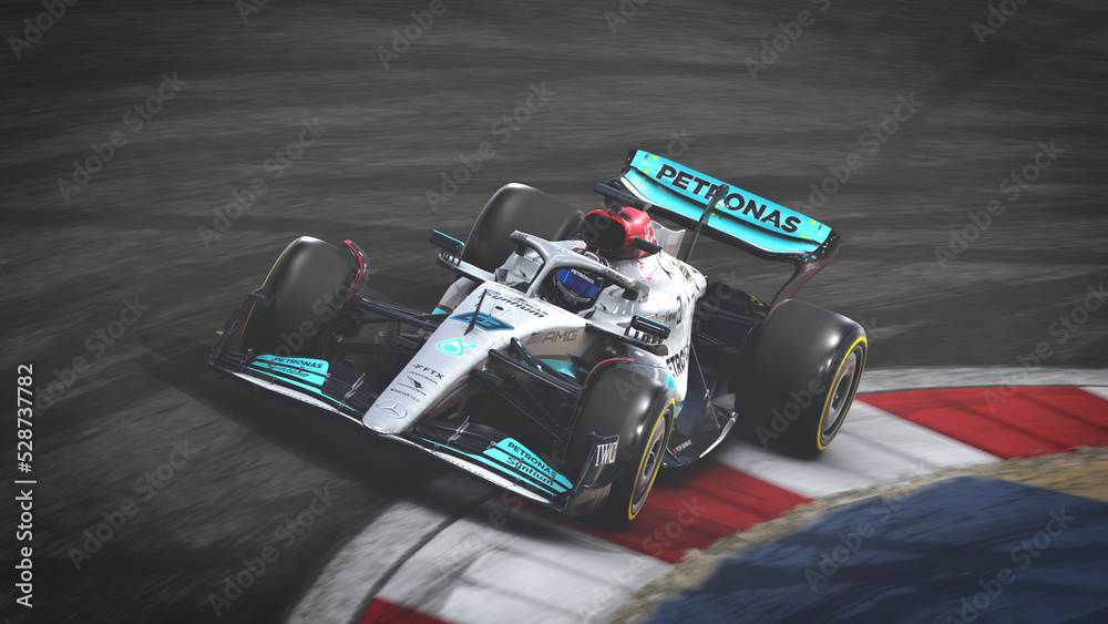 Mercedes F1 car 3D illustration, 6th Sep, 2022, Abu Dhabi, United Arab ...