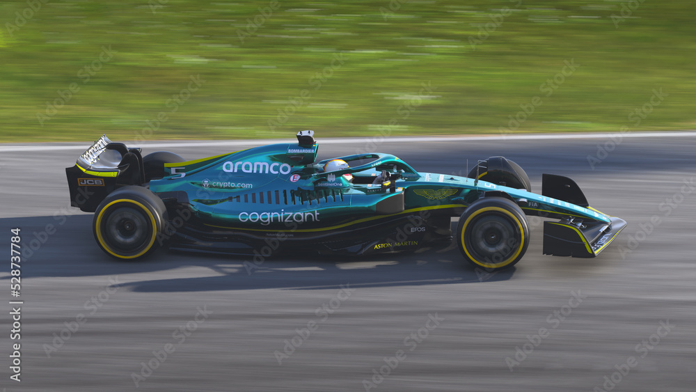 Fotka „Aston Martin F1 car panning 3D illustration, 6th Sep, 2022, Abu ...