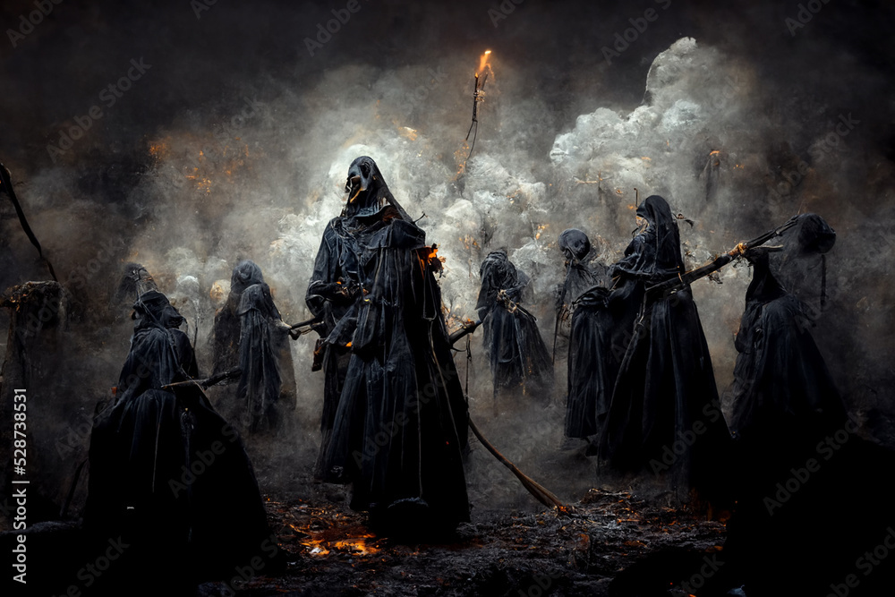 Grim reaper with haunted, creepy graveyard.Digital art Stock Photo ...