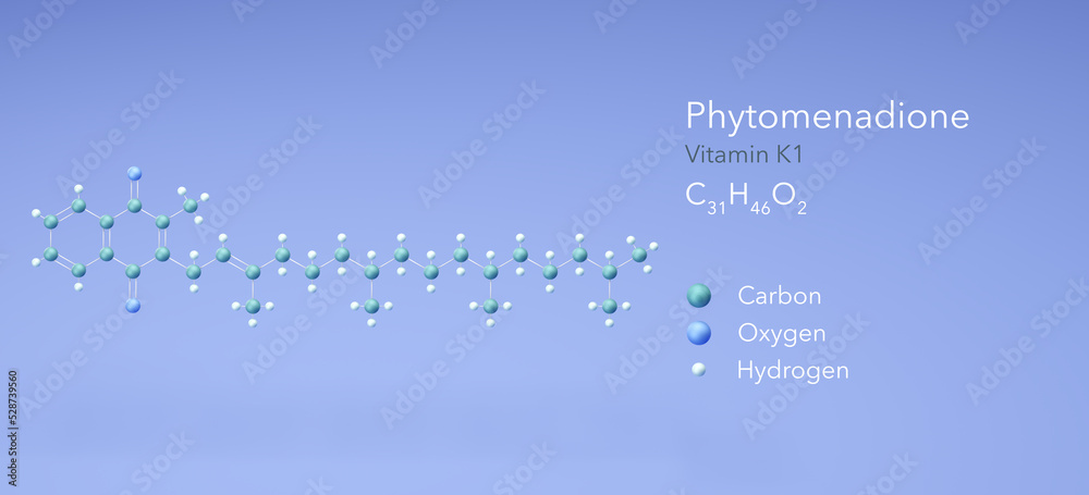 phytomenadione, vitamin k1, molecular structures, 3d model, Structural ...