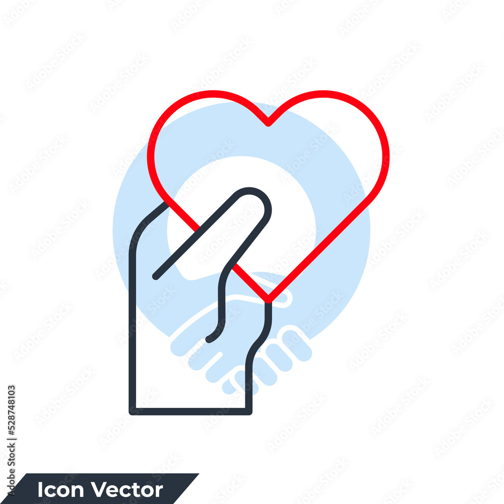 help icon logo vector illustration. Heart in hand symbol template for ...