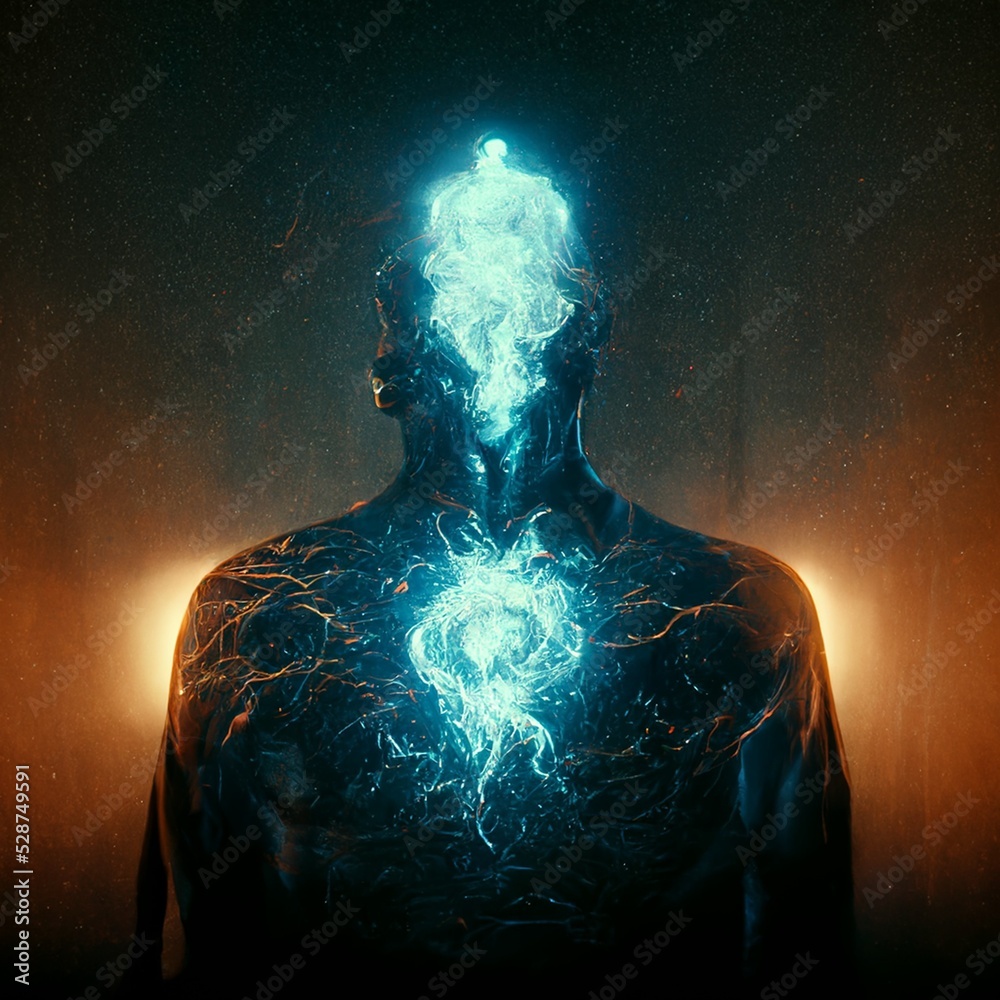 Superior being full of energy. Full consciousness, alien spirit, god ...