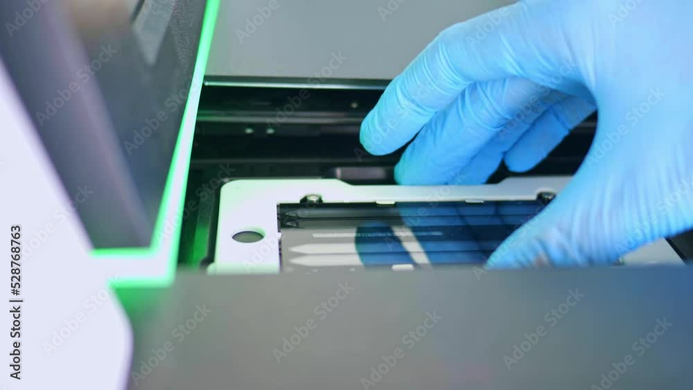 next generation sequencing flow cell of DNA sequencer. genetic ...