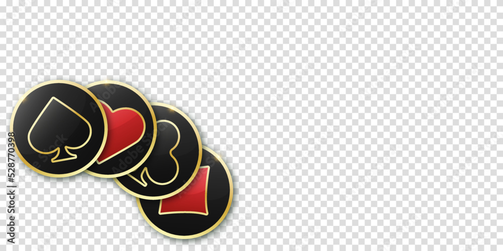 Hearts diamonds clubs spades sign realistic chips. Glossy playing card ...