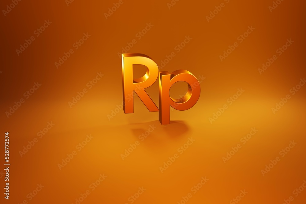 Rupiah Indonesia currency gold symbol on golden background 3d render ...