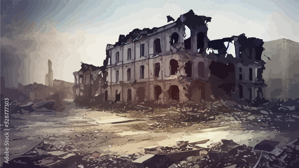 war, destroyed buildings Stock Vector | Adobe Stock