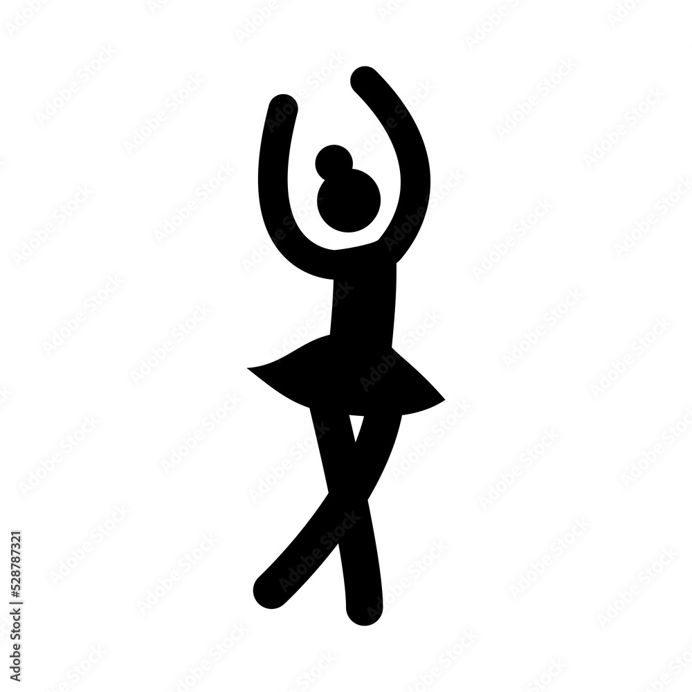 Dance ballet woman figure icon. Black ballerina pictogram silhouette ...