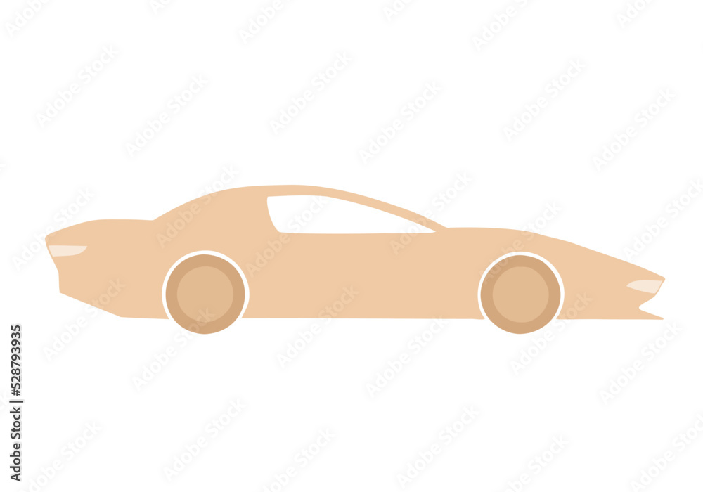 Sports car with gold alloy caps on wheels. Hand Drawn. Freehand drawing ...