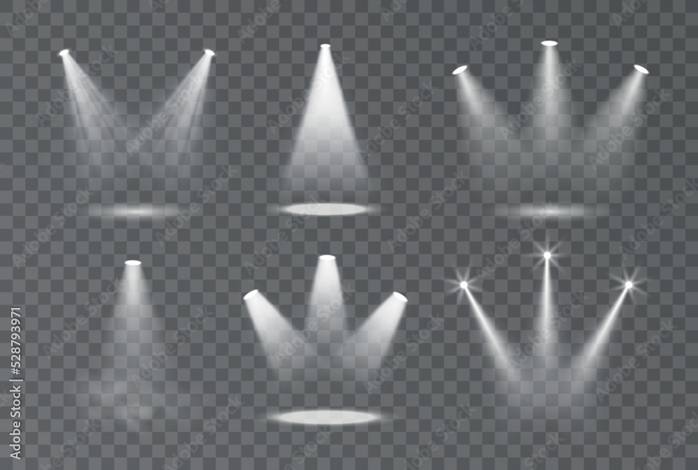 Vector collection of stage spotlight effects on transparent background ...