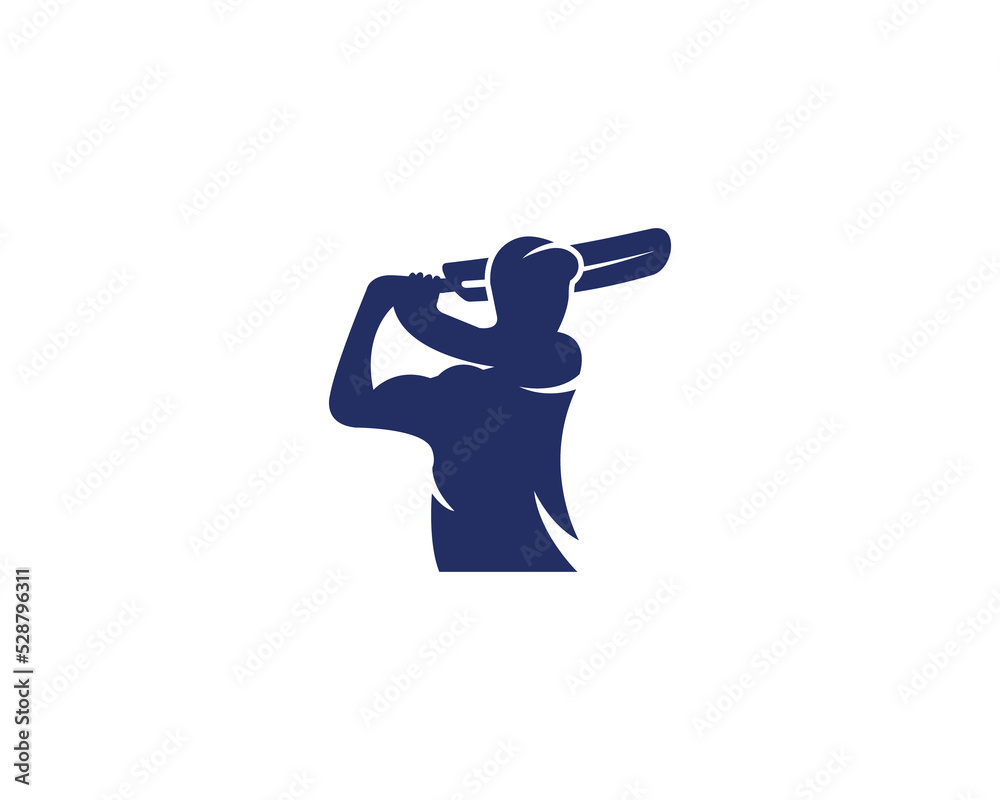 Cricket Player And Cricket Sport Logo Design Vector Icon Symbol ...