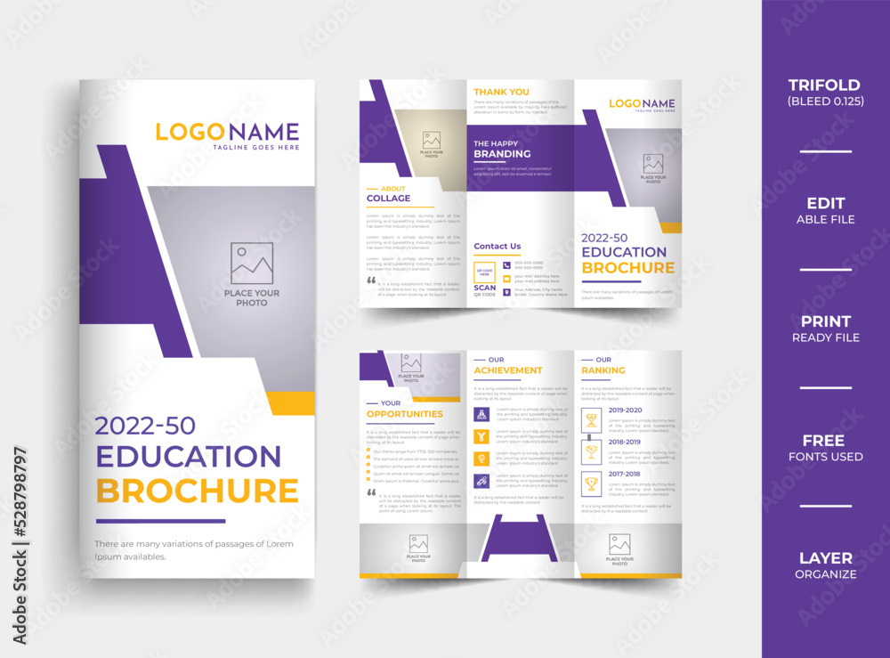 School admission trifold brochure design, multipurpose education ...