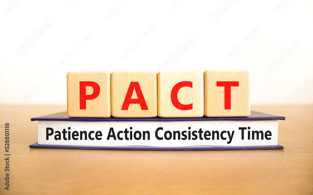 PACT patience action consistency time symbol. Concept words PACT ...